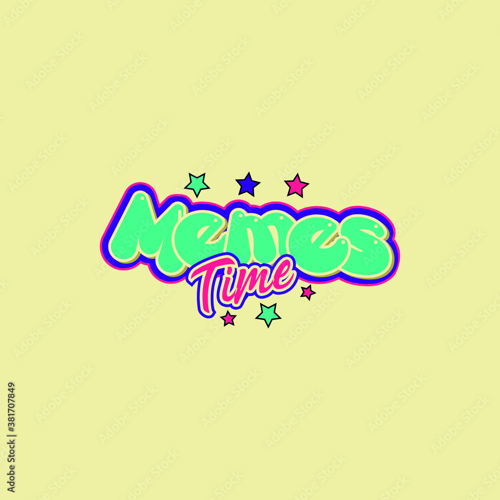 Memes Time Typography Graphical Logo Template Stock Vector | Adobe Stock