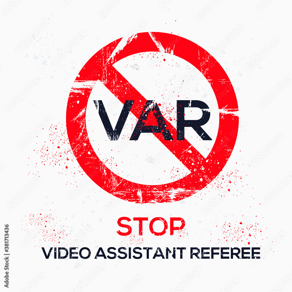 Warning sign VAR (Video Assistant Referee), vector illustration. Stock ...