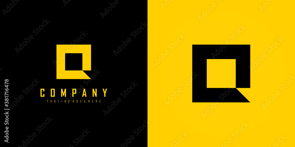Simple Initial Letter Q Logo. Yellow and Black Geometric Square Shape ...