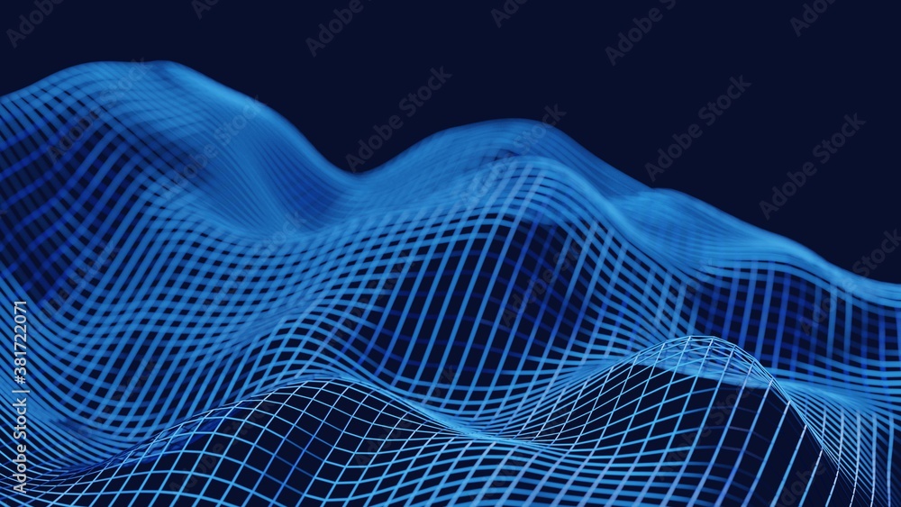 Abstract wave background. Connection wireframe structure. Polygonal ...