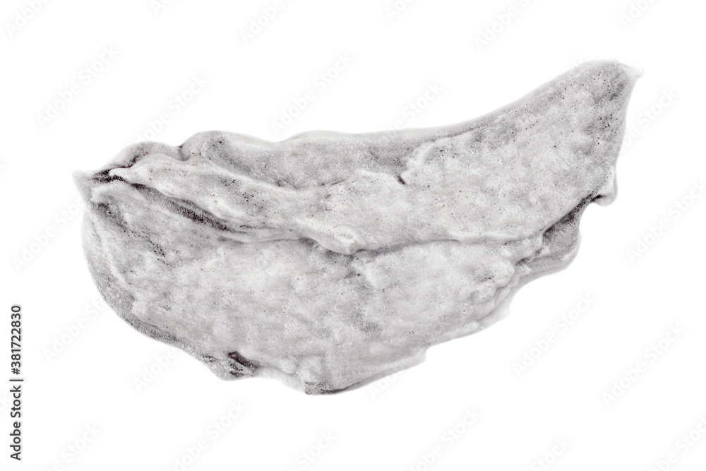 Beautiful grey smear of shaving foam on white background isolated. Men ...