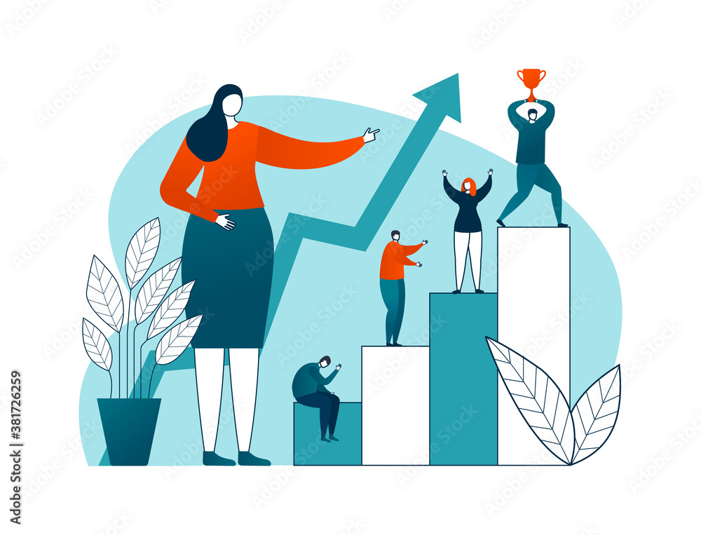 Development growth in business progress thin lines vector illustration ...