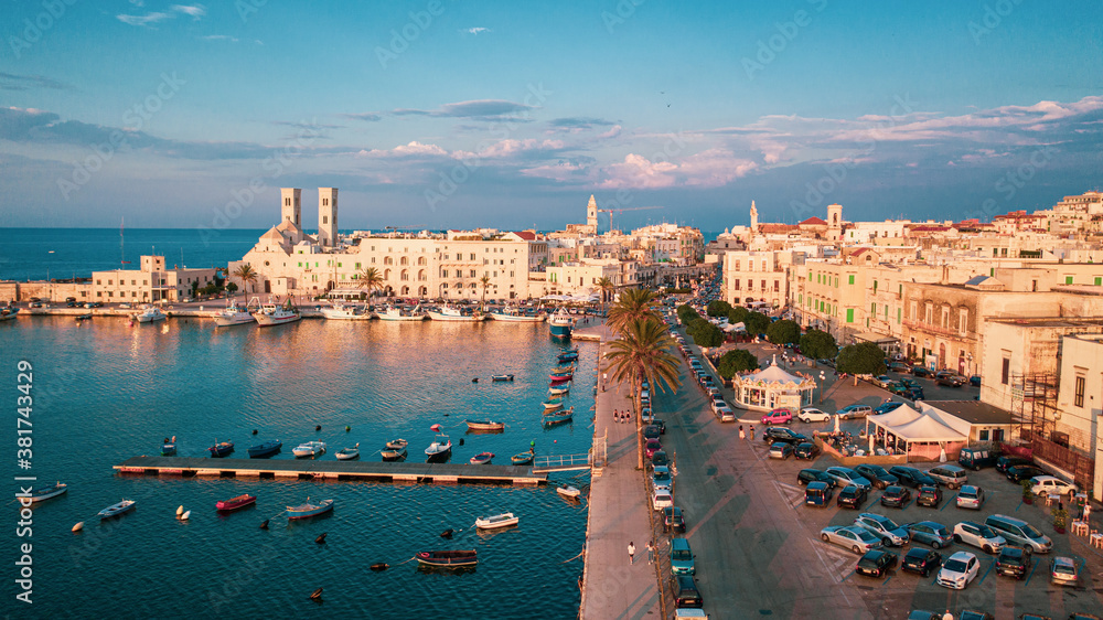 Beautiful panoramic aerial view photo from flying drone on Molfetta ...