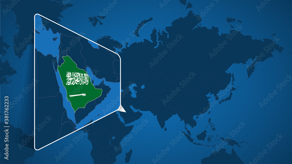 Location of Saudi Arabia on the World Map with Enlarged Map of Saudi ...