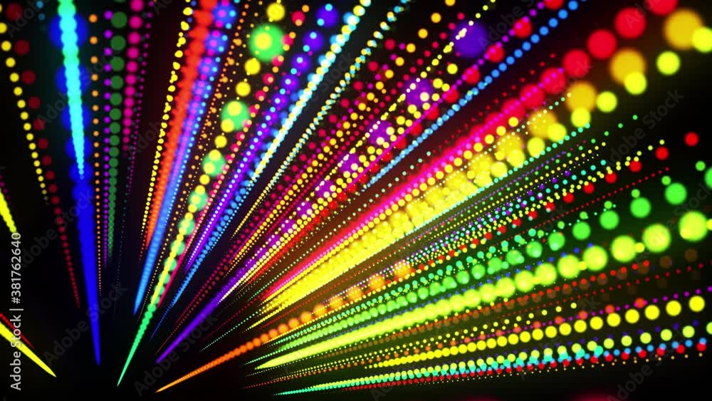 abstract 3d loop background with glowing particles lined up in a row in ...