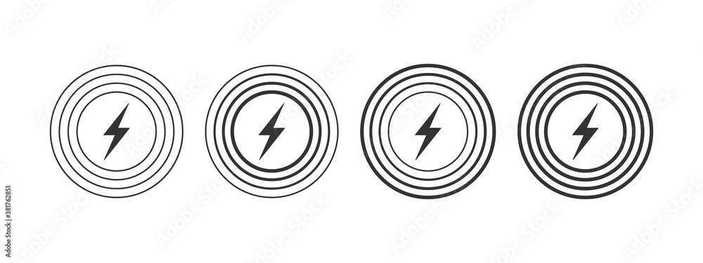 Wireless charging icons. Wireless charging icon concept. Charging icons ...