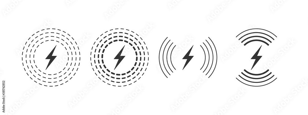 Wireless charging linear style. Wireless charging icon concept ...