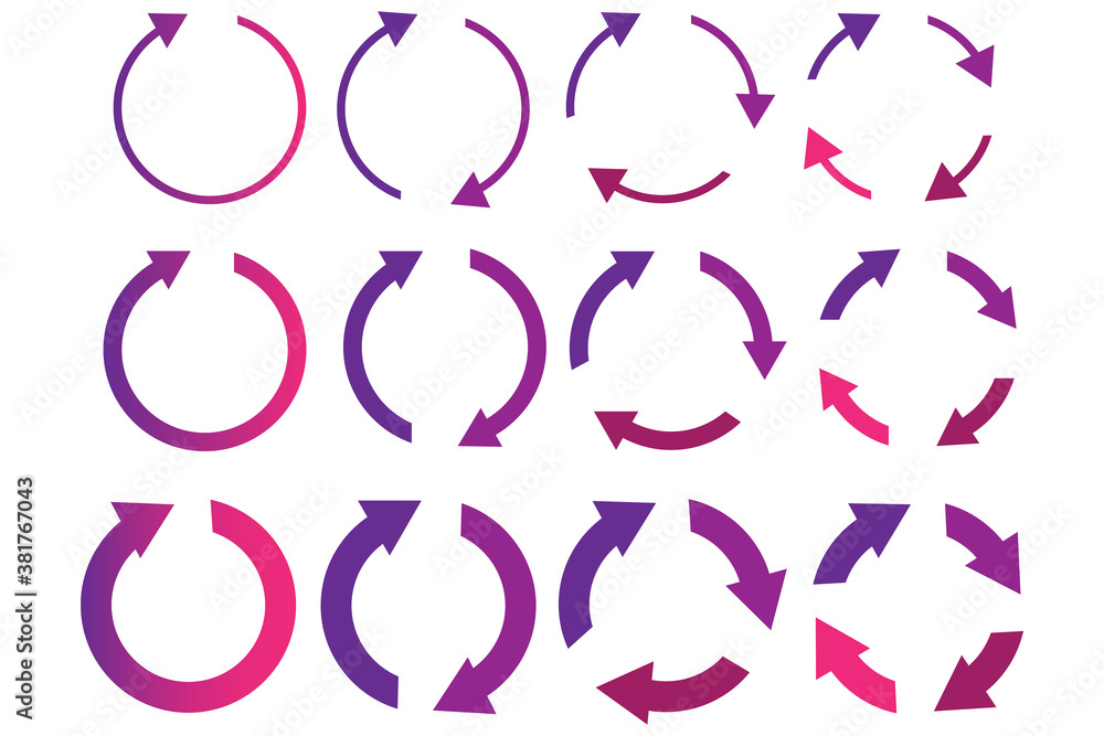 Colored circles arrows. Circular cycle. Recycling symbol. Cyclic curve ...
