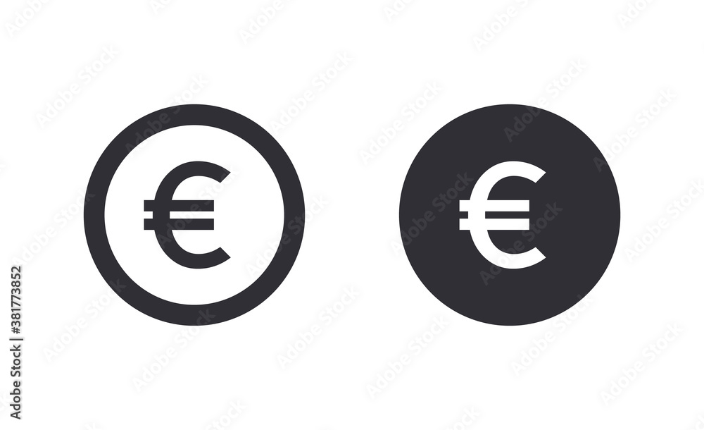 Coin icon. Euro coin. Vector money symbol. Bank payment symbol. Euro ...