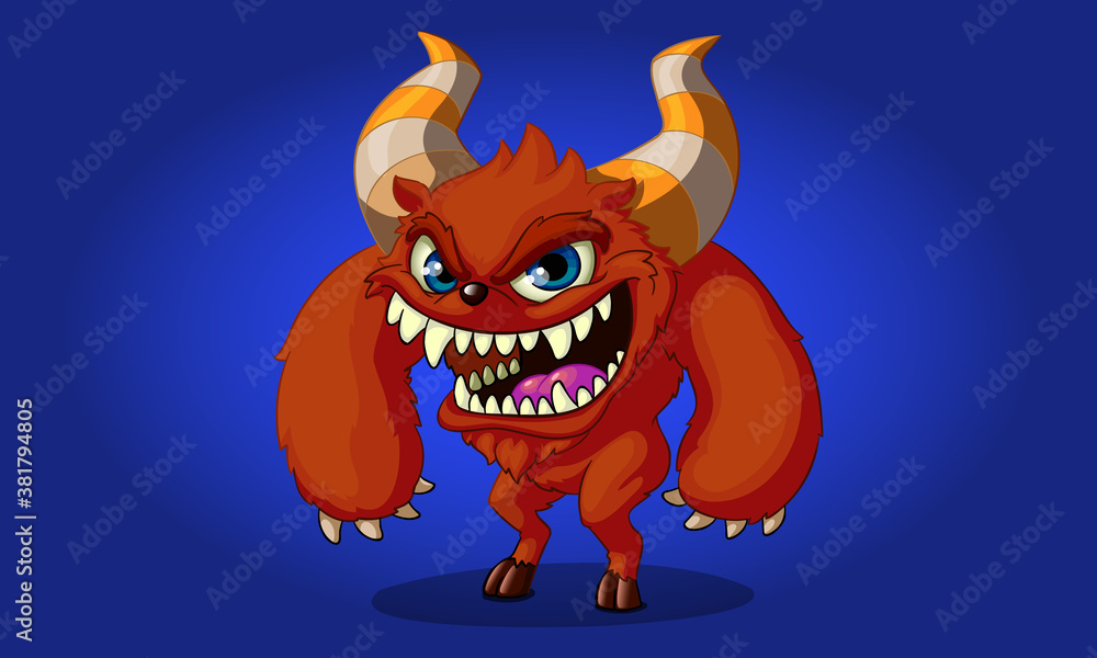 Hoofed and Horned Beastie Monster Vector Illustration Stock Vector ...