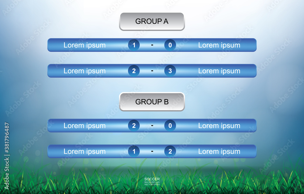 Match schedule background for soccer football cup with green grass ...