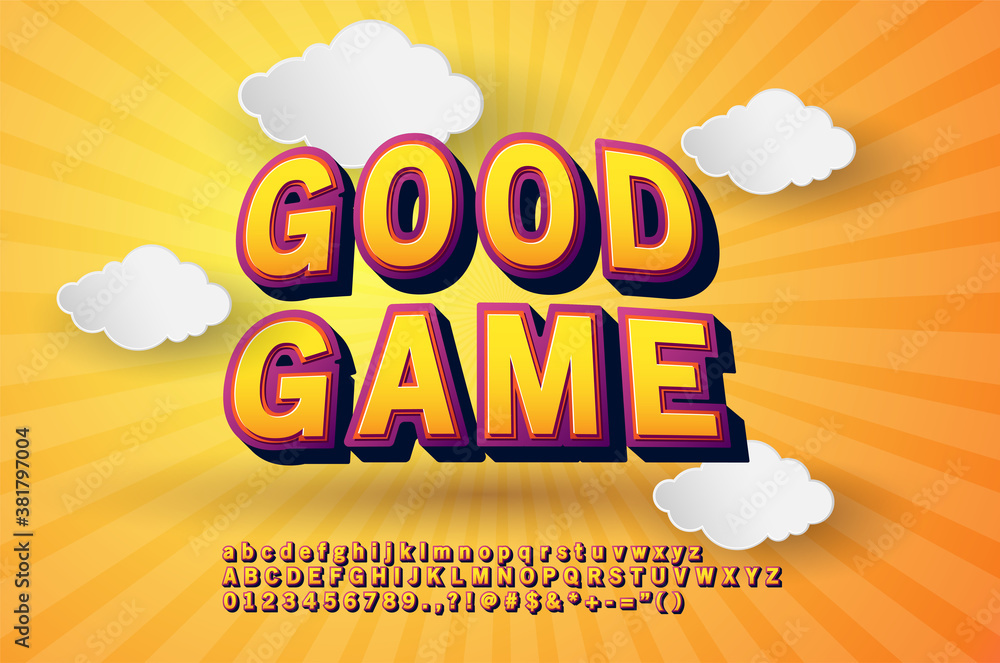 Bold text effect with cartoon design style, colorful logotype alphabet ...