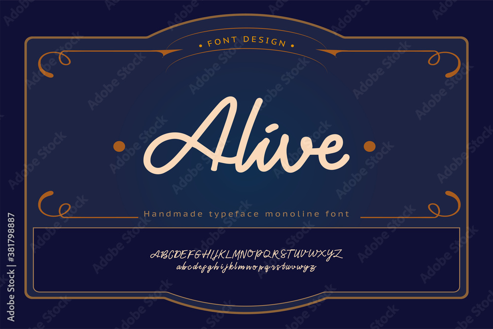 Hand drawn mono line font lowercase and uppercase. Calligraphy ...