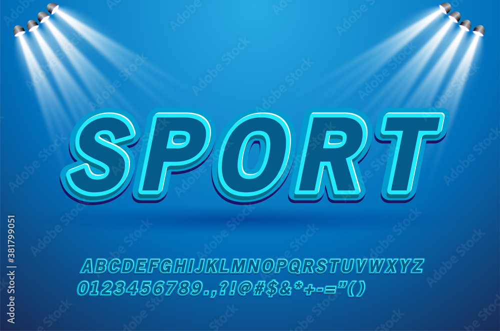 Modern Bold blue sports template logo design, custom vector font effect ...