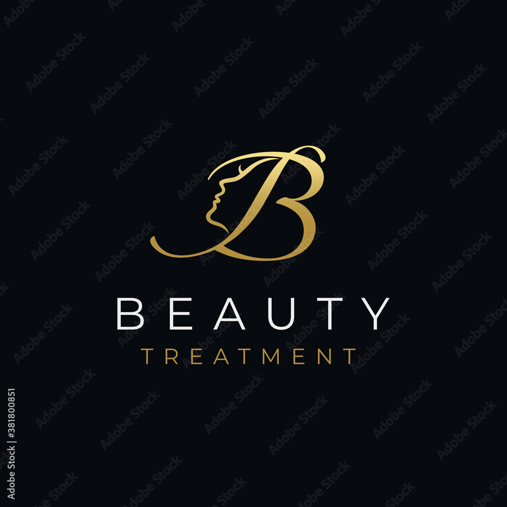 Letter B Beauty Face Logo Design Stock Vector | Adobe Stock