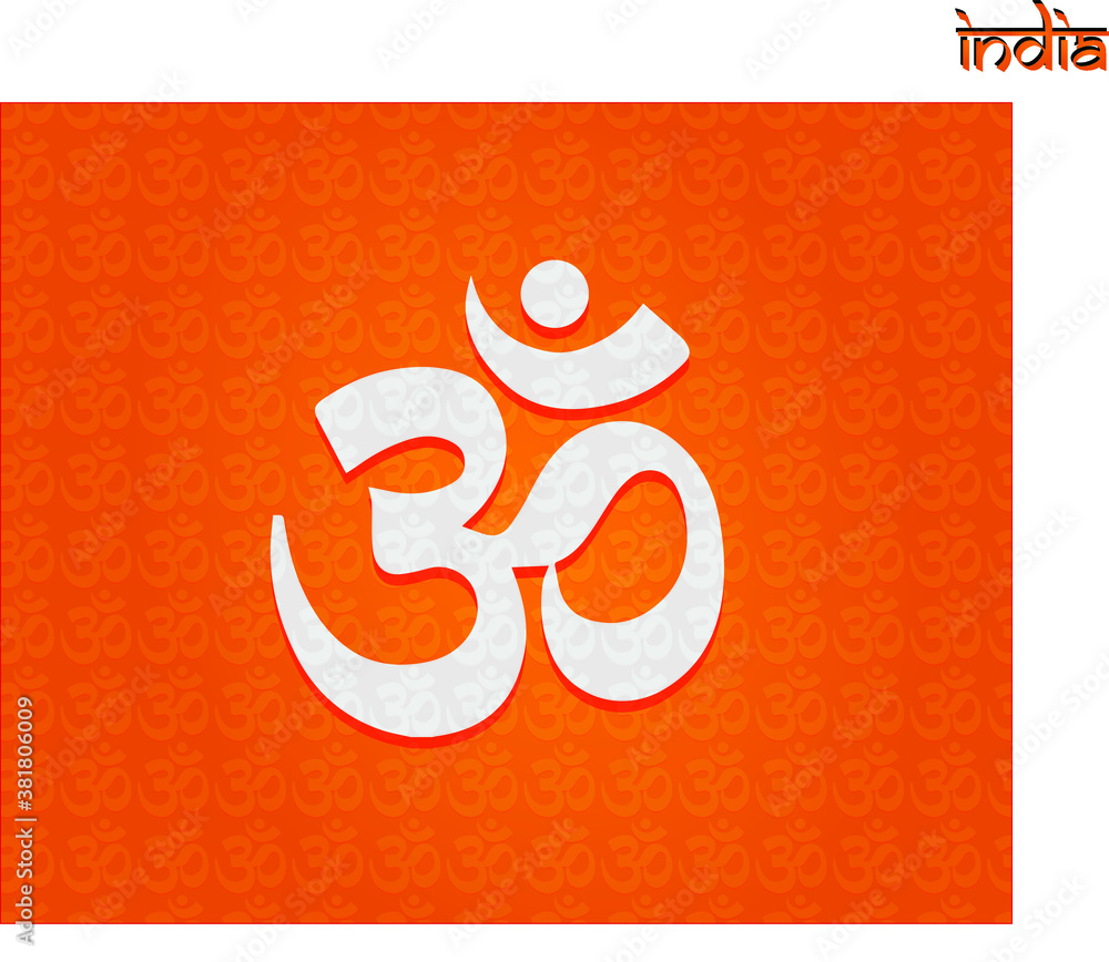 Vetor de Om Flag flying with white and black om symbol illustration do ...