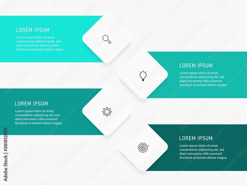 Vector Infographic label design template with icons and 4 options or ...
