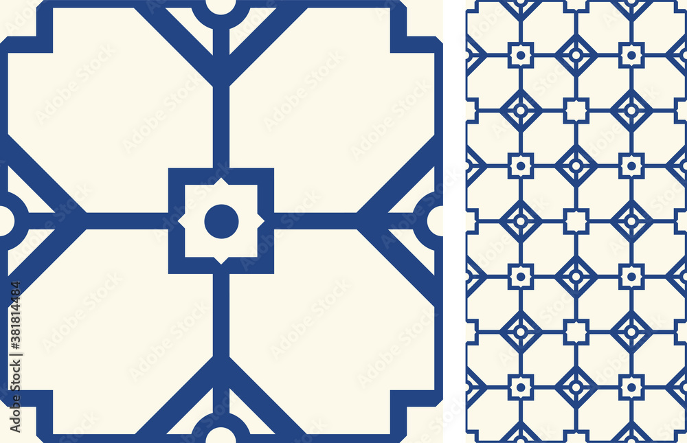 Seamless Azulejo tile. Portuguese and Spain decor. Ceramic tile. Vector ...