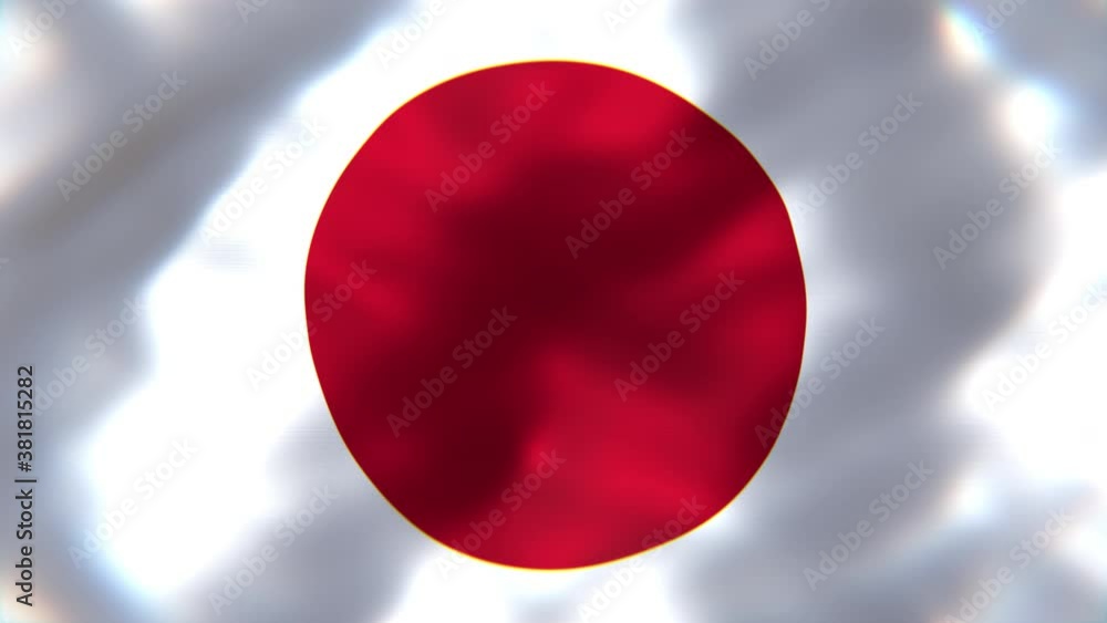 Realistic looping 3D animation of the national flag of Japan rendered ...