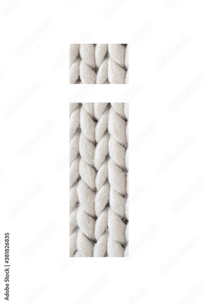 Letter " i " is a knitted of the alphabet isolated on a white ...