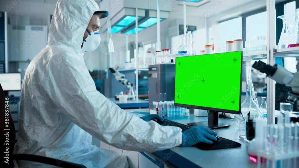 Advanced Laboratory: Medical Scientist Wearing Sterile Coverall, Face ...