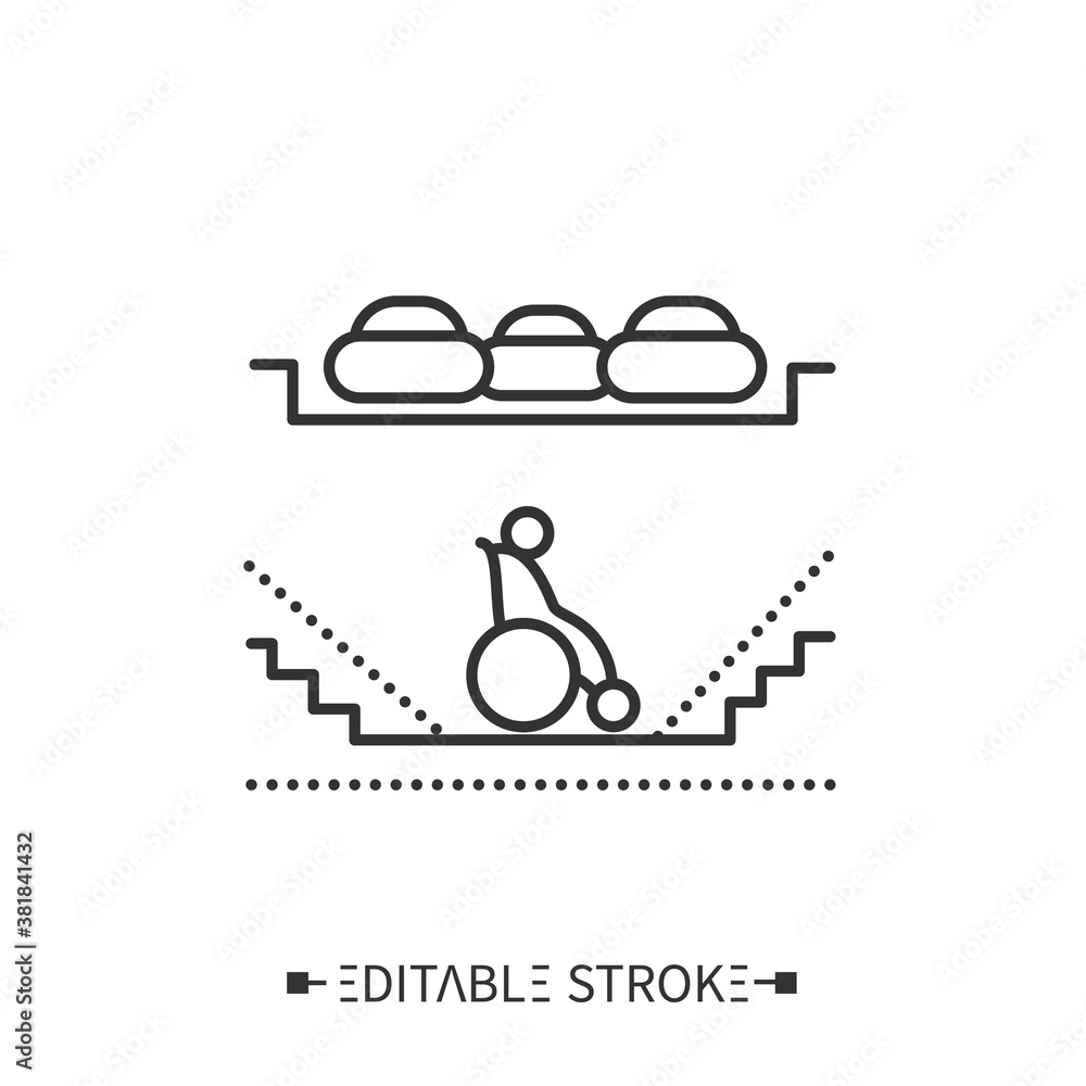 Wheelchair accessible pedestrian underpass with ramp icon. Accessible ...
