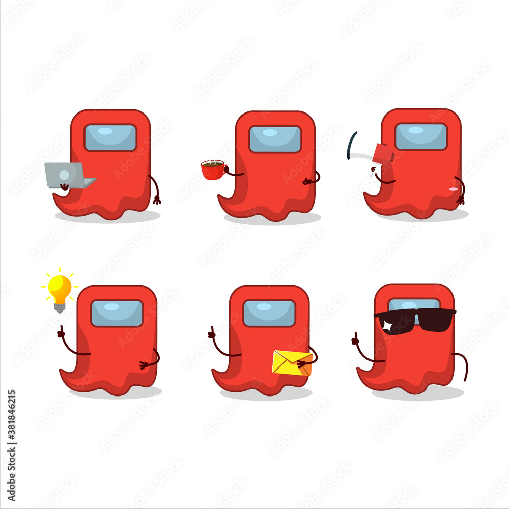Ghost among us redcartoon character with various types of business ...