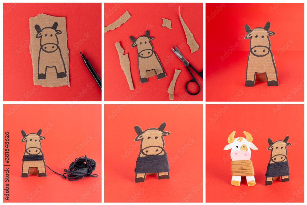 how to make a bull or cow, step by step instruction, DIY, year of the ...