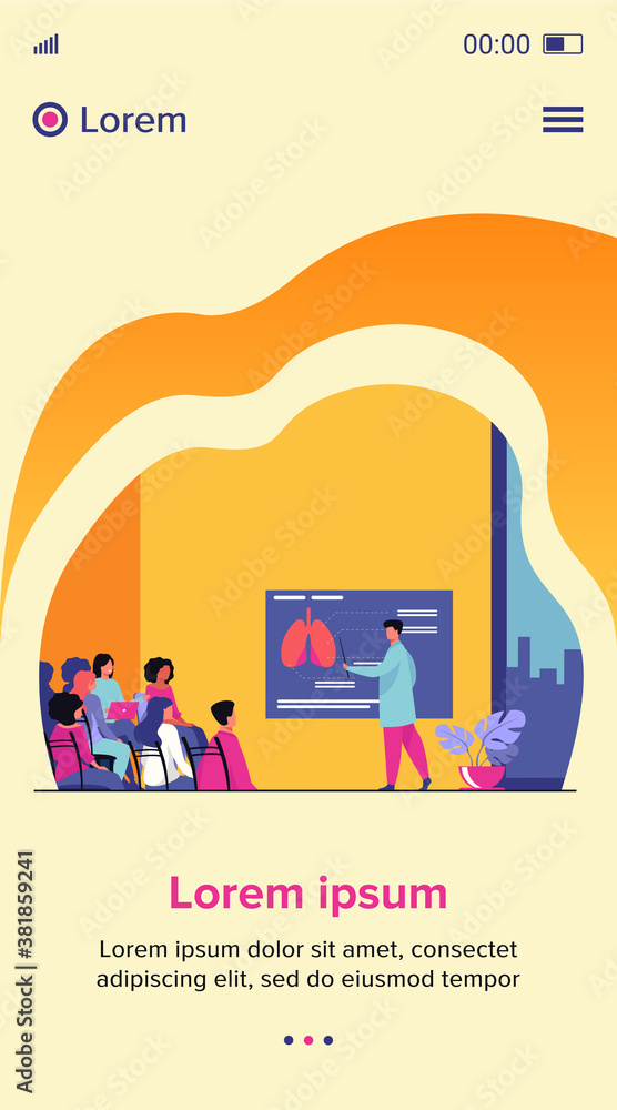 Medical college professor teaching students. Doctor presenting human ...