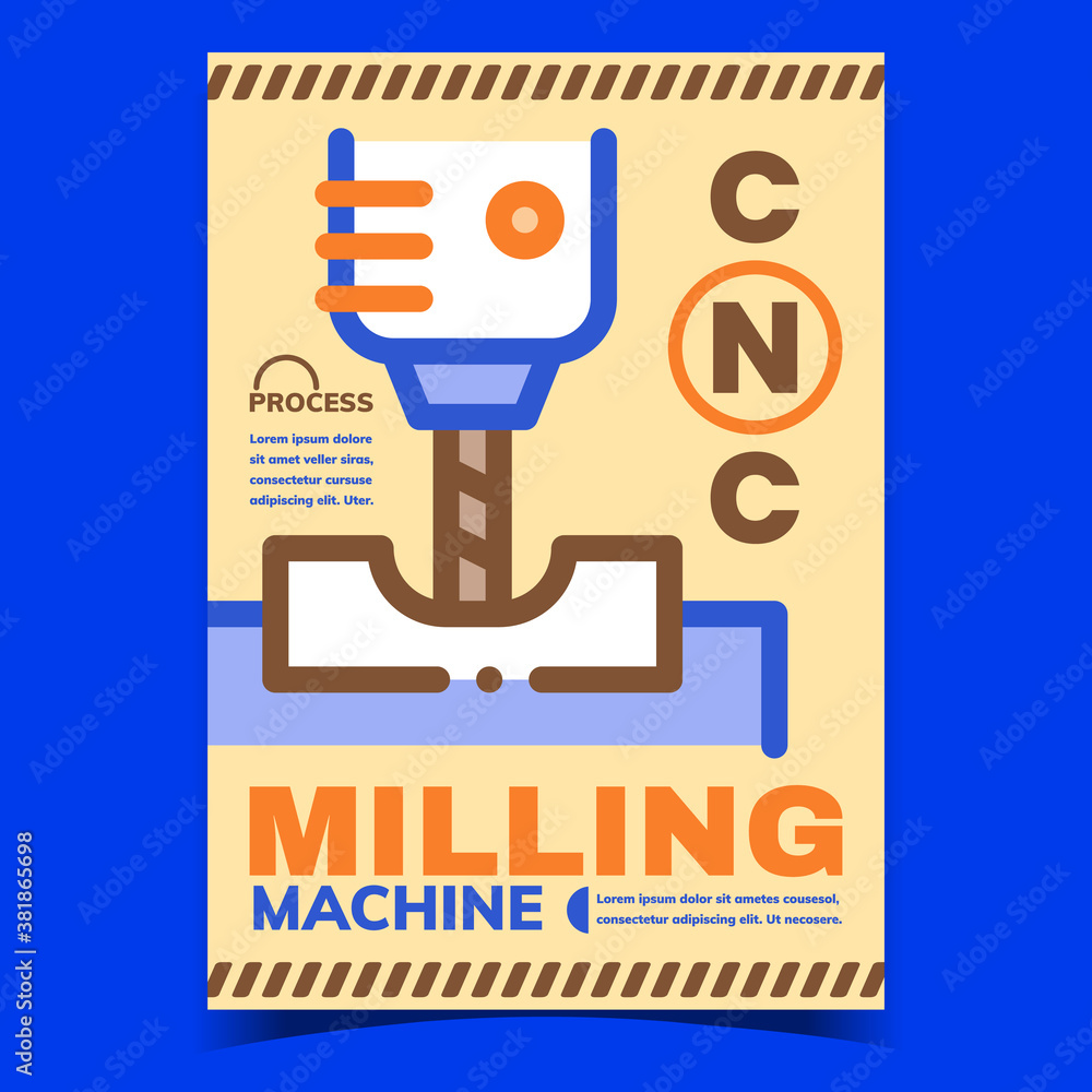 Milling Machine Creative Advertise Poster Vector. Industrial Milling ...