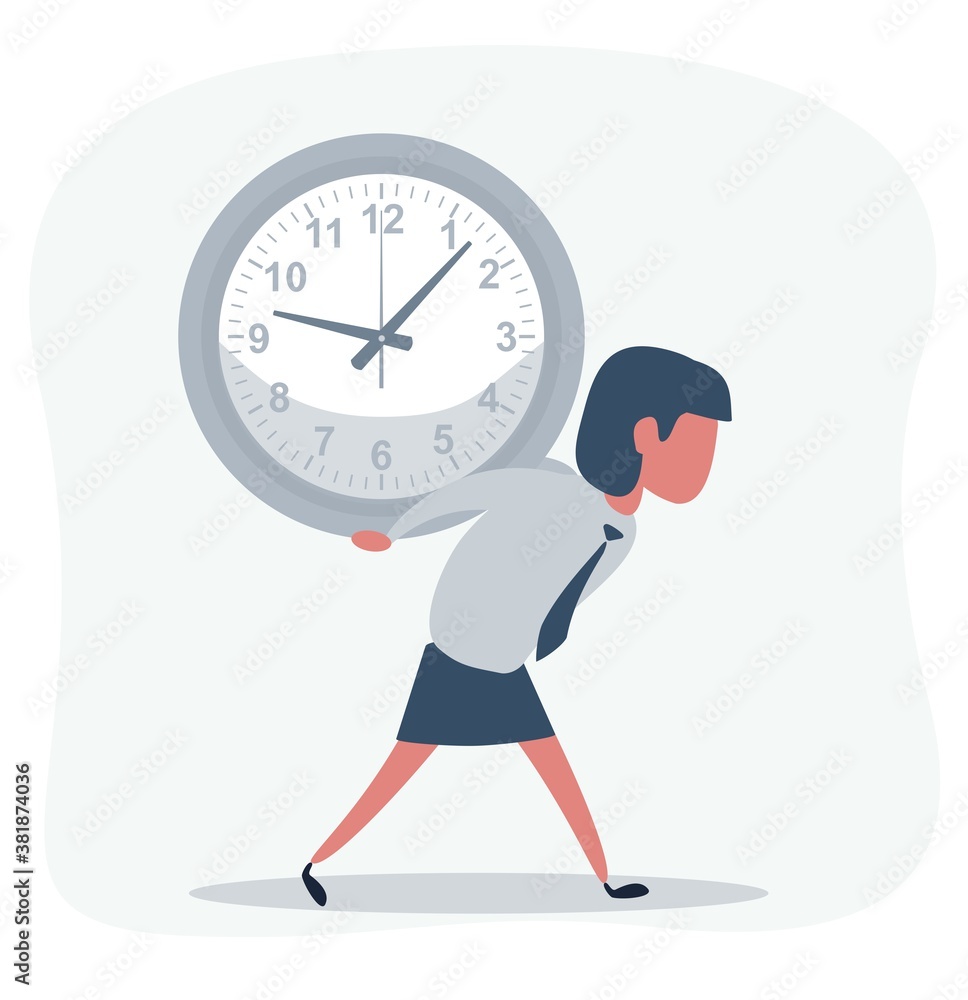 Concept of missing deadline, bad time management. Scene of tired ...