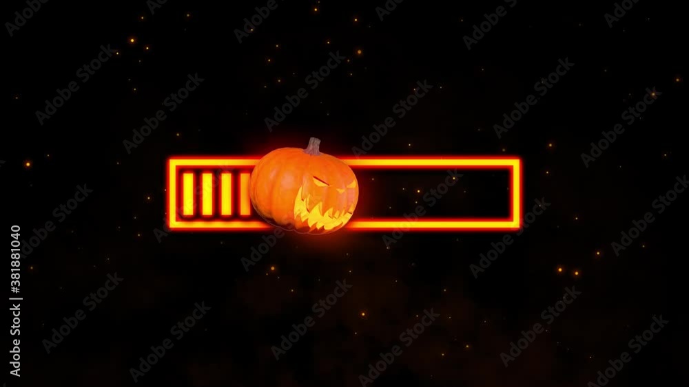 Glowing Halloween Pumpkin moving along loading bar.31 October ...