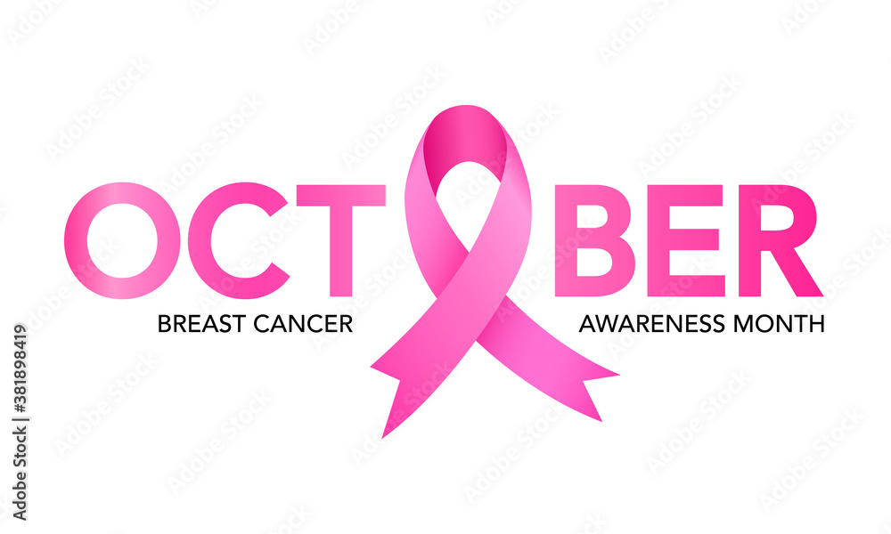 October breast cancer emblem sign for awareness month with pink ribbon ...
