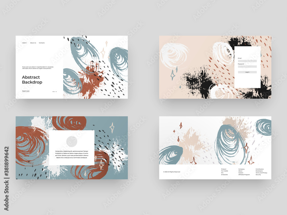 Set of backgrounds for landing page. Web design with abstract ...