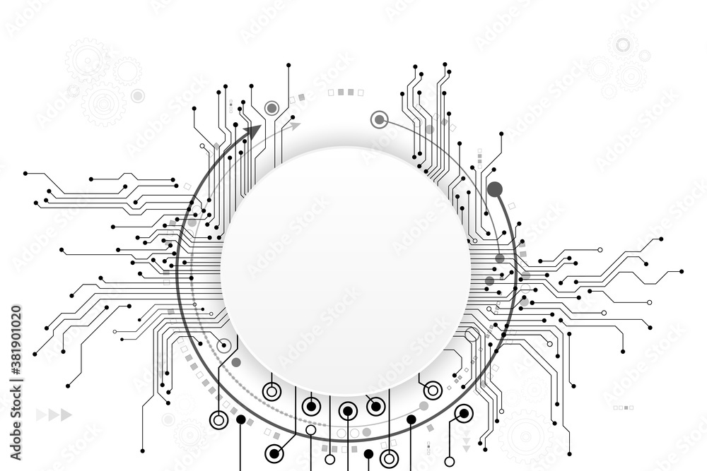 Vector circuit frame on white white screen for communication technology ...
