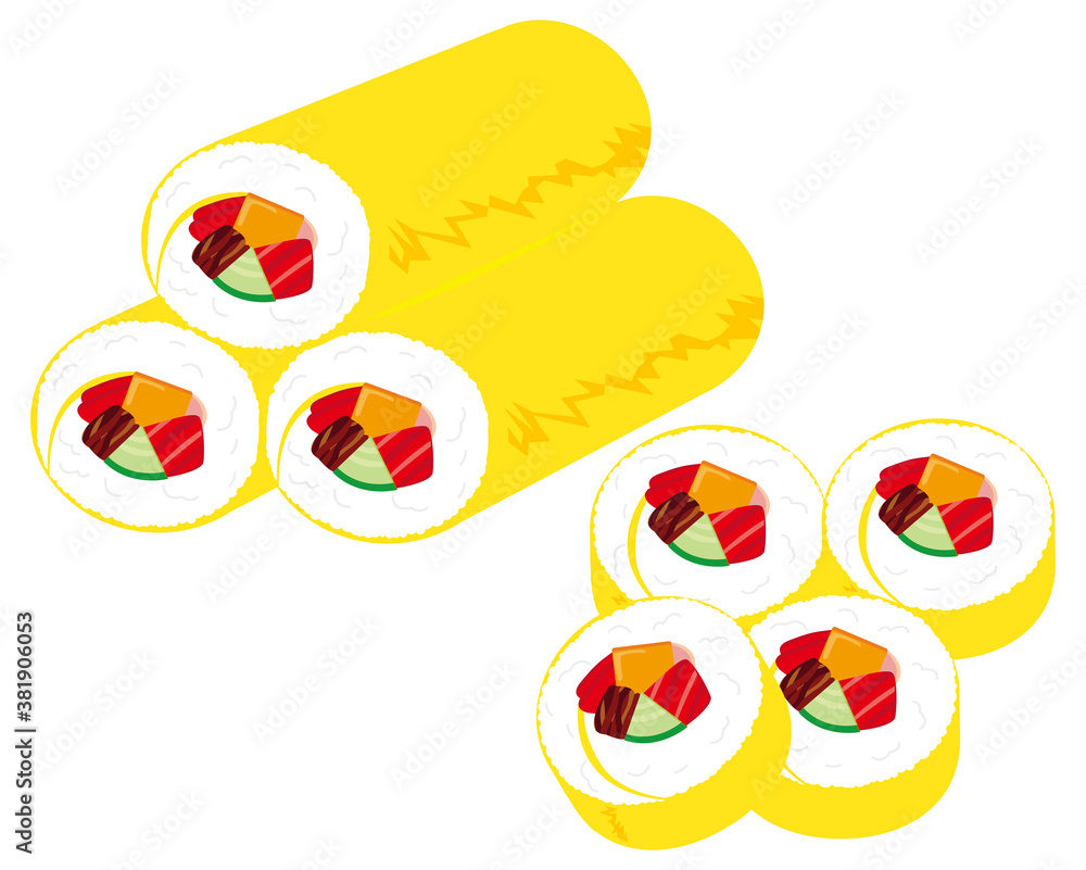 玉子巻き寿司のベクターイラスト 太巻き 恵方巻 Stock Vector | Adobe Stock
