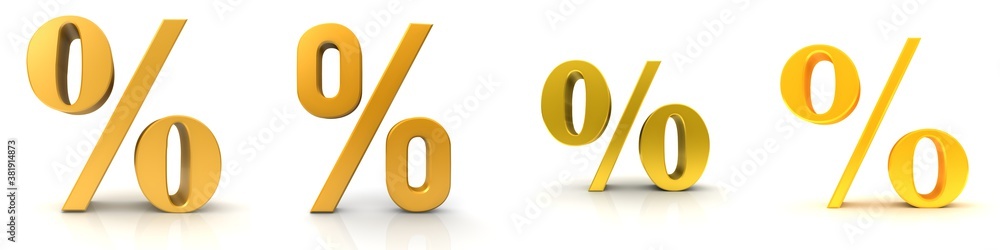 Percent percentage % sign percentile symbol golden interest rate sale ...