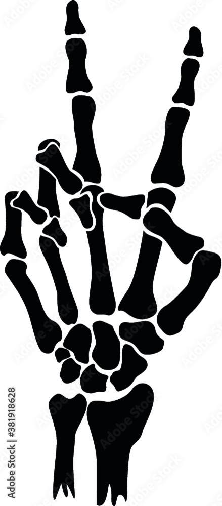 Skeleton Hand Making Peace Sign Vector Illustration Stock Vector ...