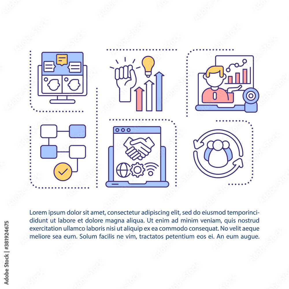 Online meeting room concept icon with text. Remote team management ...