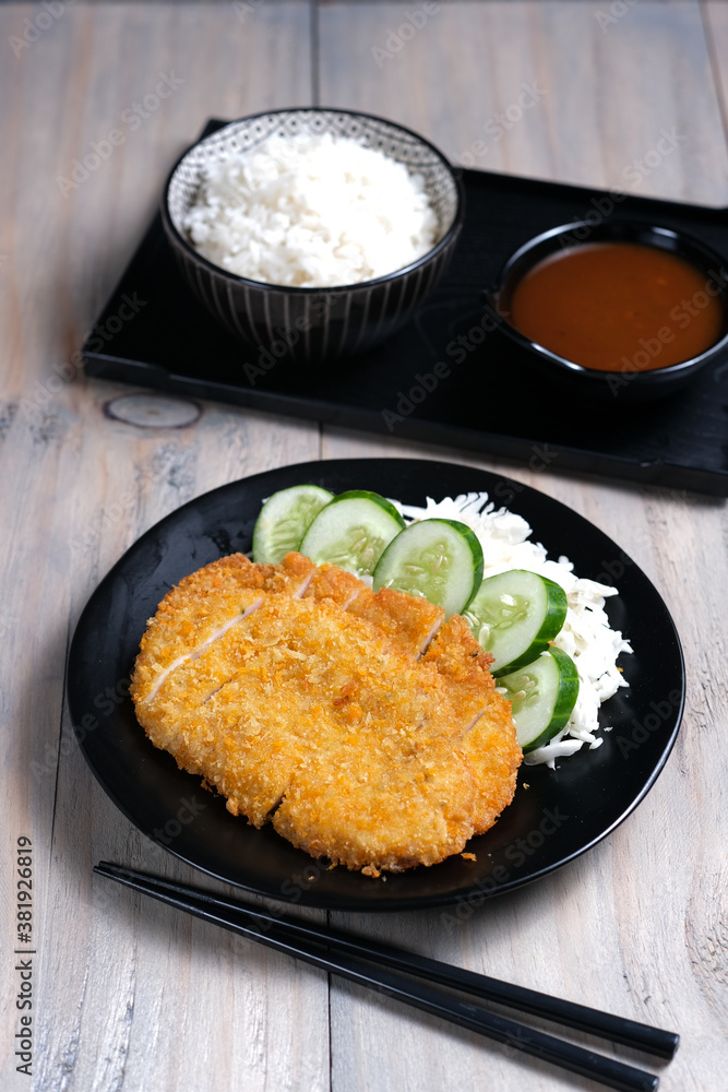 Japanese food chicken katsu deep fried breast chicken cutlet Stock ...