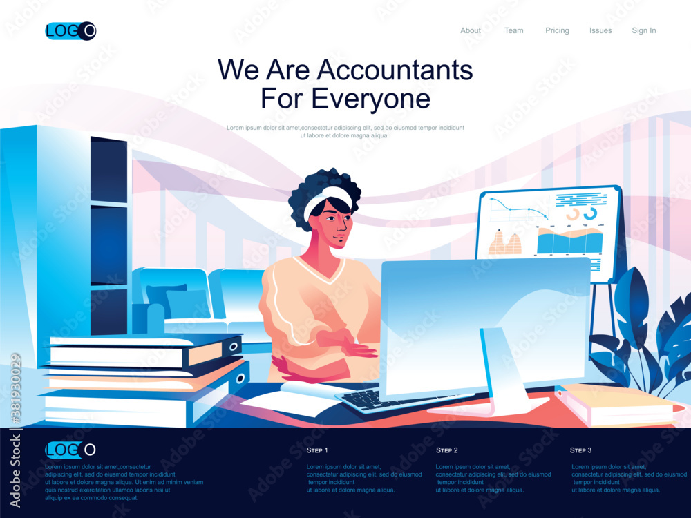 We are Accountants for everyone isometric landing page. Business ...