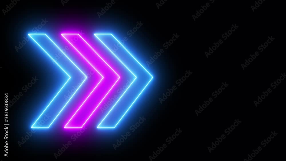 Video Stock Neon Arrows. Animation arrows of pink and blue light on a ...