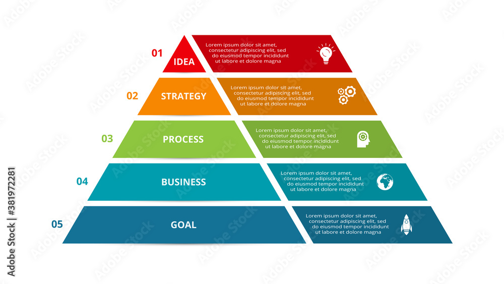 Vector pyramid up arrows infographic, diagram chart, triangle graph ...