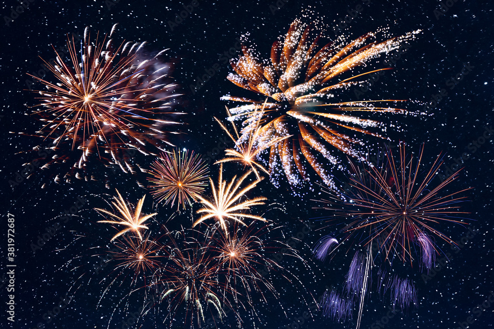 Fireworks in night sky during celebration Stock Photo | Adobe Stock