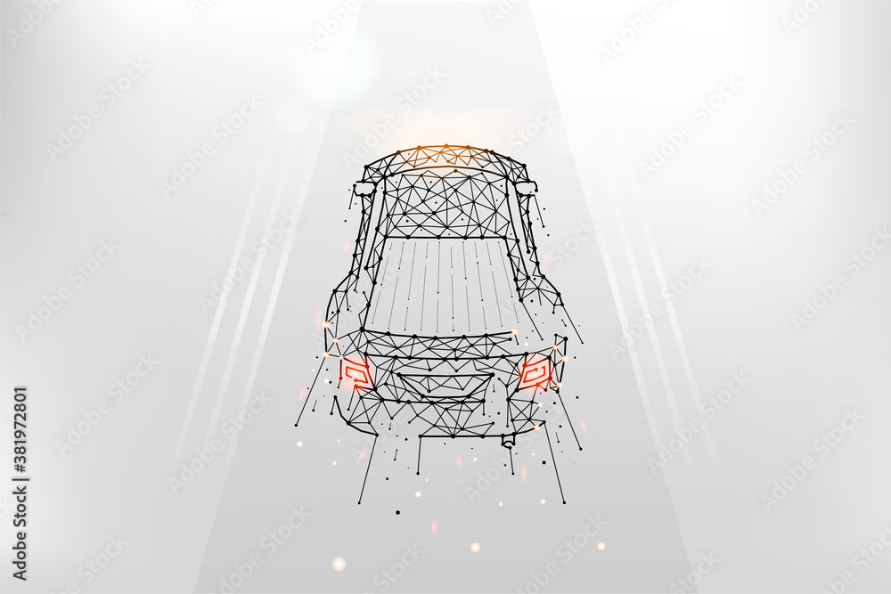 Car driving on the road polygonal vector illustration. A car made of ...