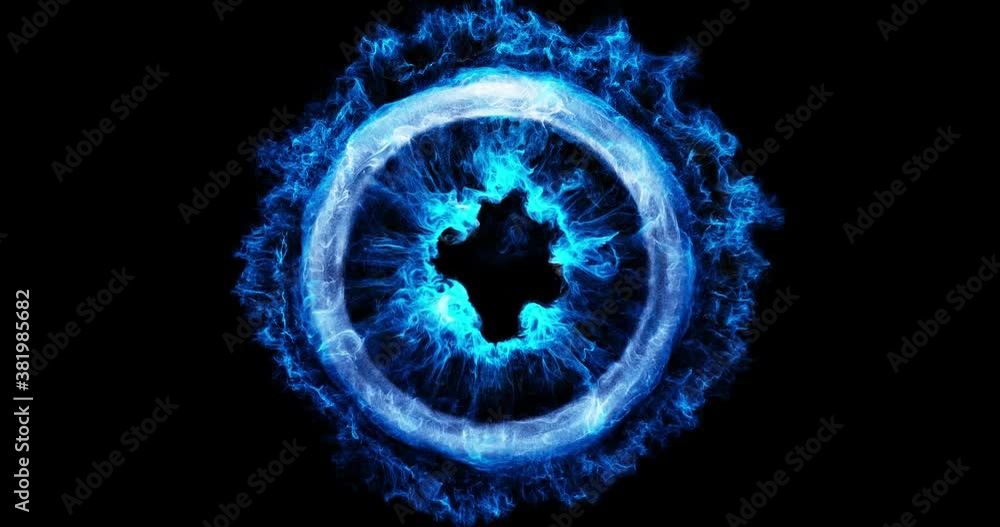 Energy Wave Pulsating in a loop. A glowing plasma ring bursts with ...