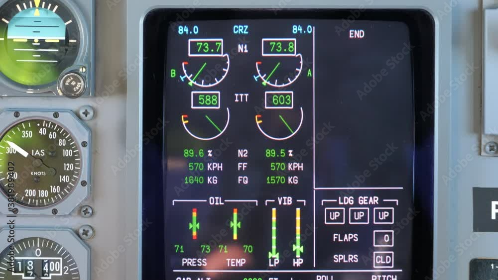 Airplane Engine Parameters on Modern Digital Cockpit Instrument Panel ...