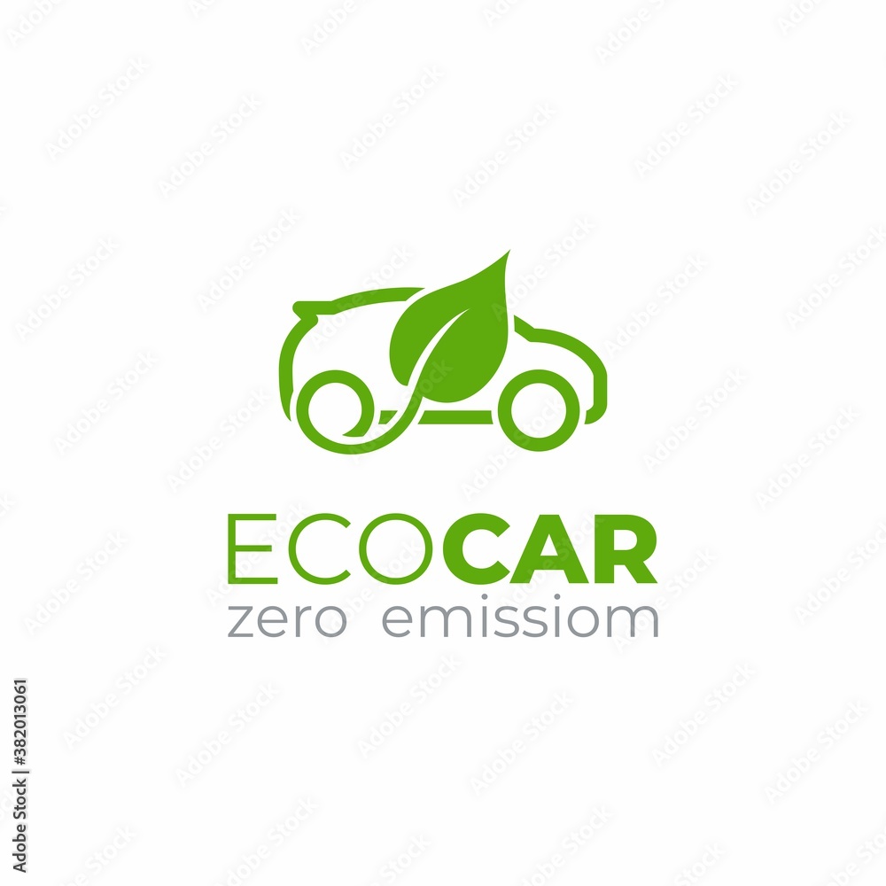 Eco car logo template. Green car icon. Green leaf and car sign ...