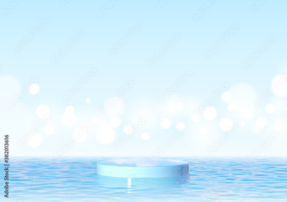 Vector 3D realistic round podium on water background. Empty pedestal ...