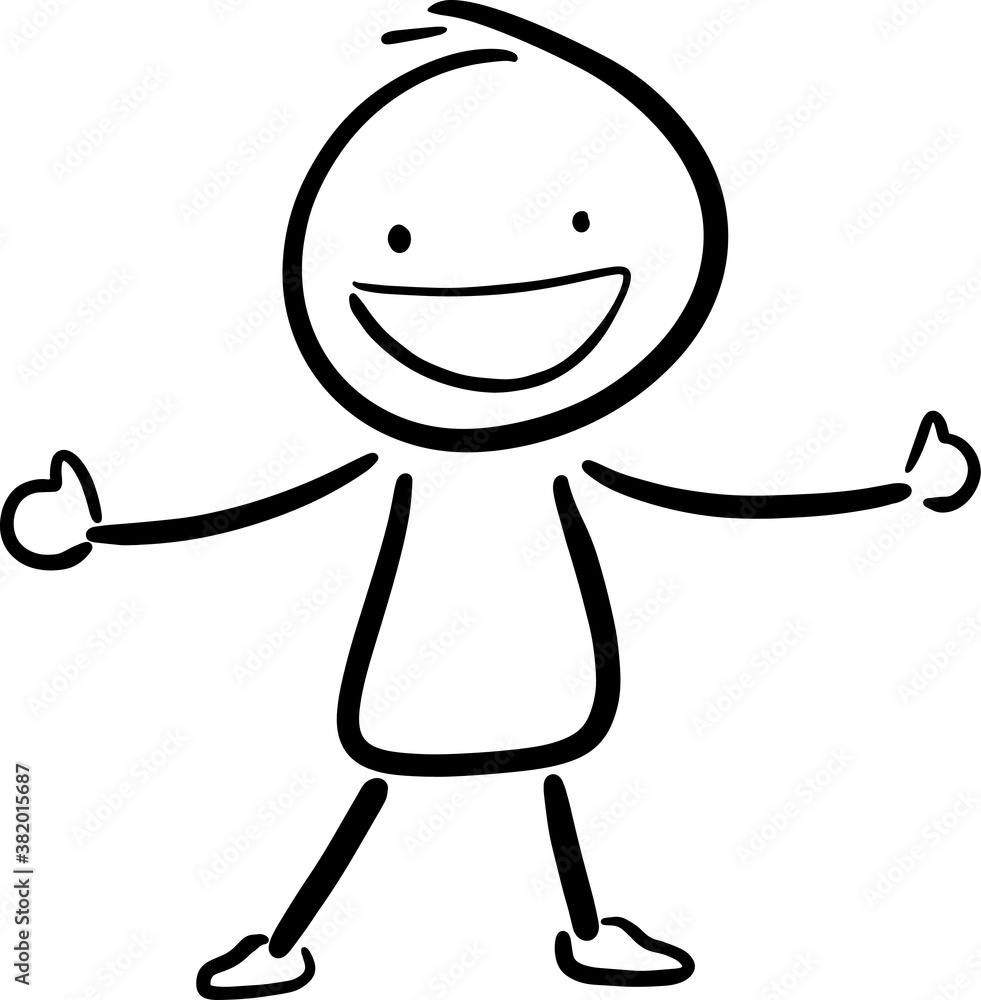 happy guy stick figure doodle vector illustration Stock Vector | Adobe ...